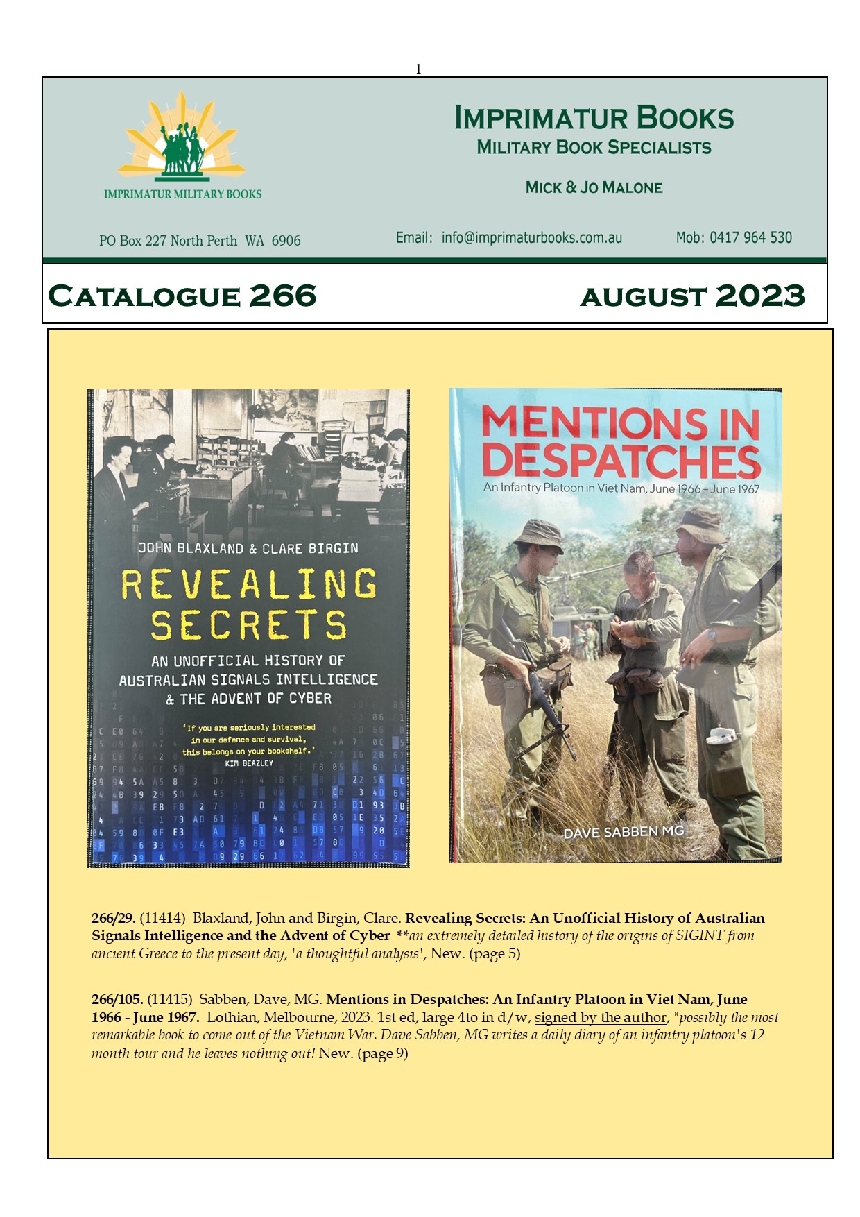 New Imprimatur Books Catalogue #266 - Imprimatur Books