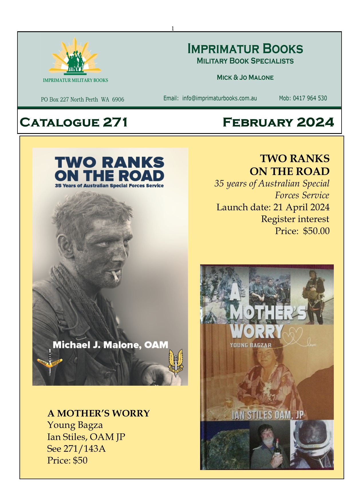 Summer Catalogue #271 - Imprimatur Books